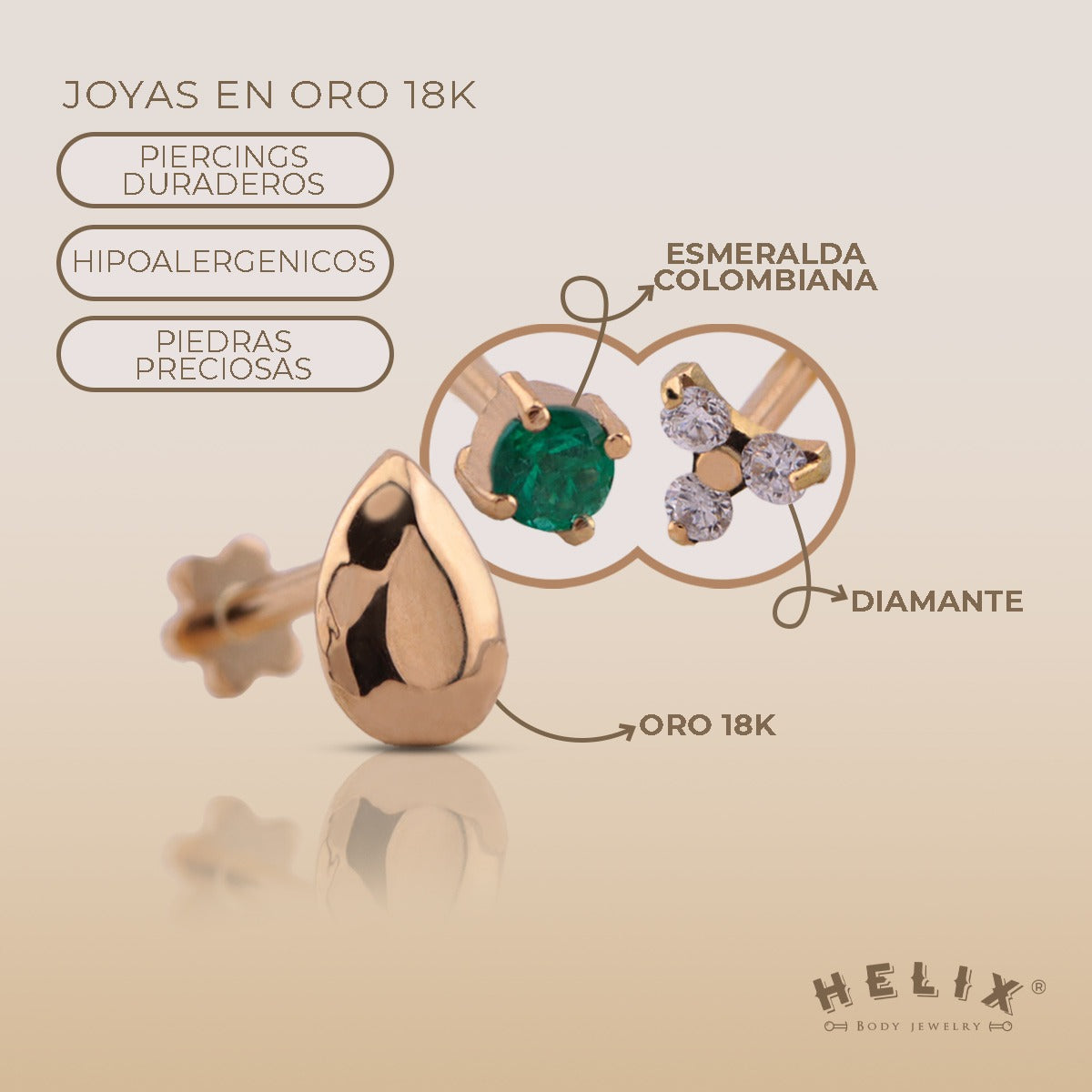 Piercings en Oro 14k con Zirconia Premium | Helix Body Jewelry – Helix ...