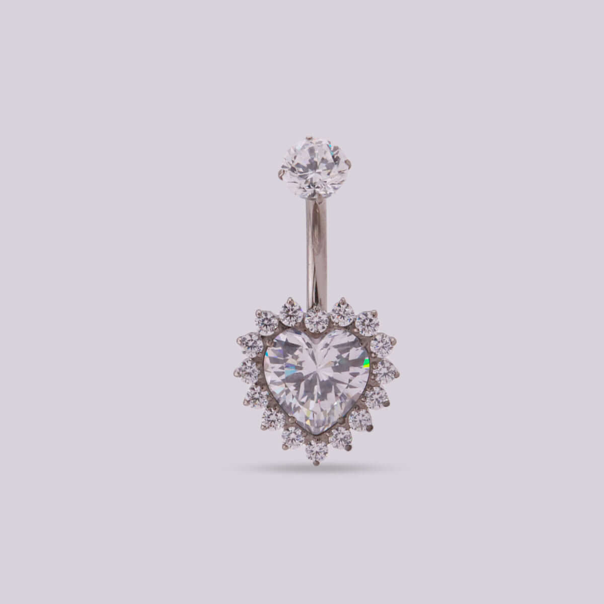 Piercing Ombligo Corazon Queen Plateado - Piercing en Titanio y Oro 18k ...