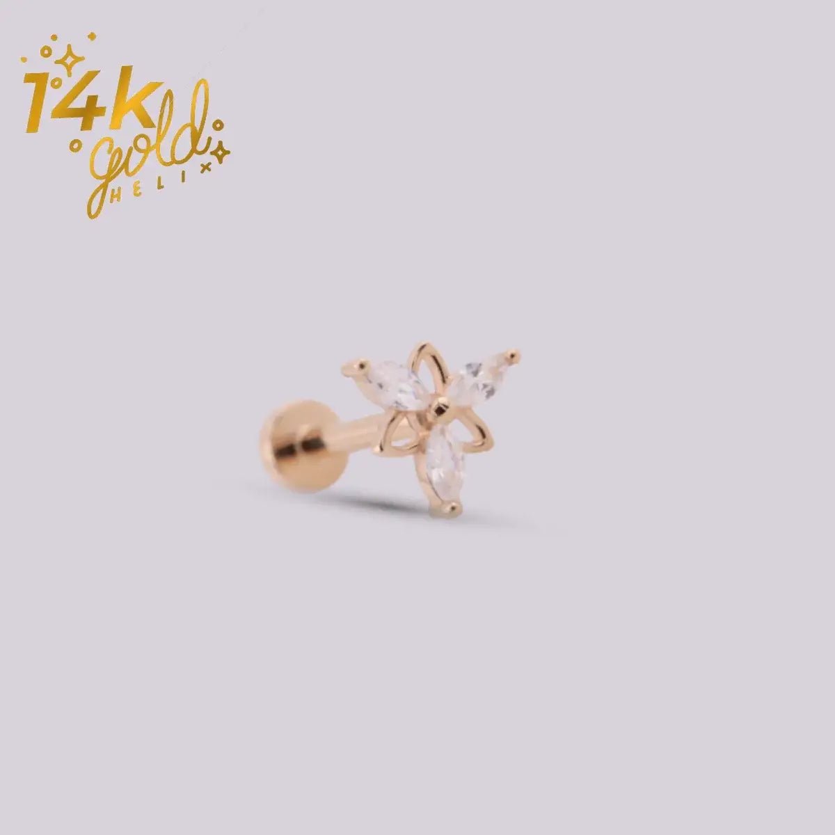 Arete en oro solido 14K con cristales Swarovski - Rigel - Piercing en ...