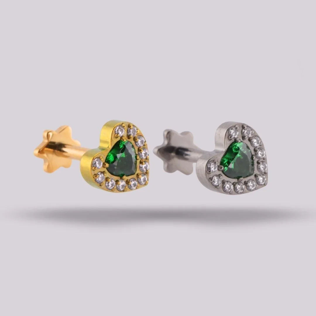 Labret Corazón Verde · Titanio Grado Implante – Helix Body Jewelry ...