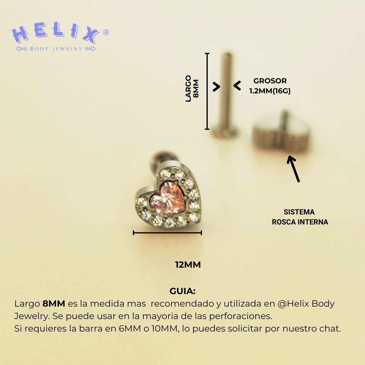 Labret en titanio Corazón | Helix Body Jewelry